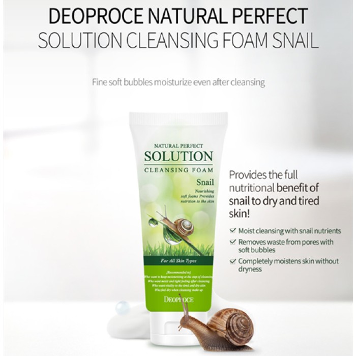 Deoproce Mousse nettoyante Natural Perfect Solution à l' Escargot 170g ...